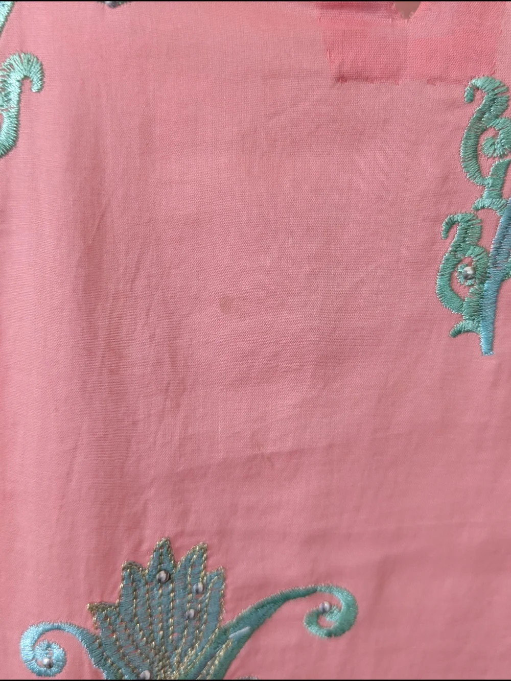 Kurtas | Womens Pink Teal Embroidered Kurta Top Indian South Asian ...